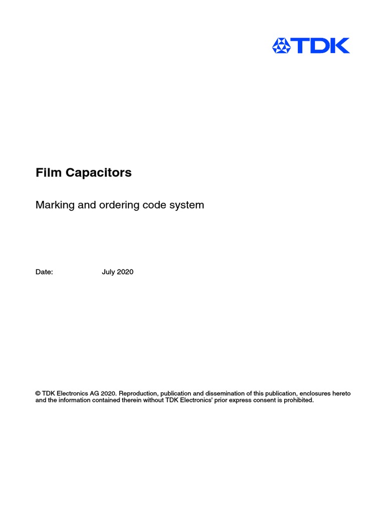 Film Capacitors: Marking and Ordering Code System | PDF | Capacitor ...
