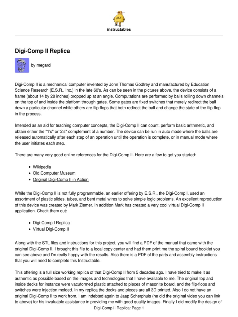 Digi-Comp II Replica: Instructables | PDF | Screw | Manufactured Goods