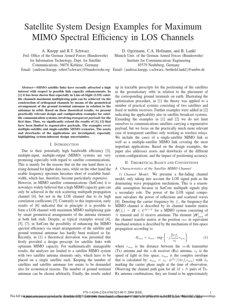 Satellite System Design Examples For Maximum MIMO Spectral Efficiency ...