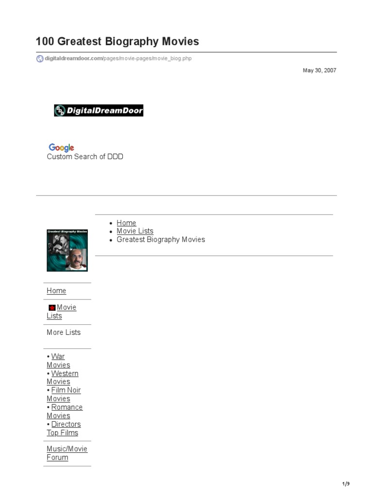 100 Greatest Biography Movies | PDF