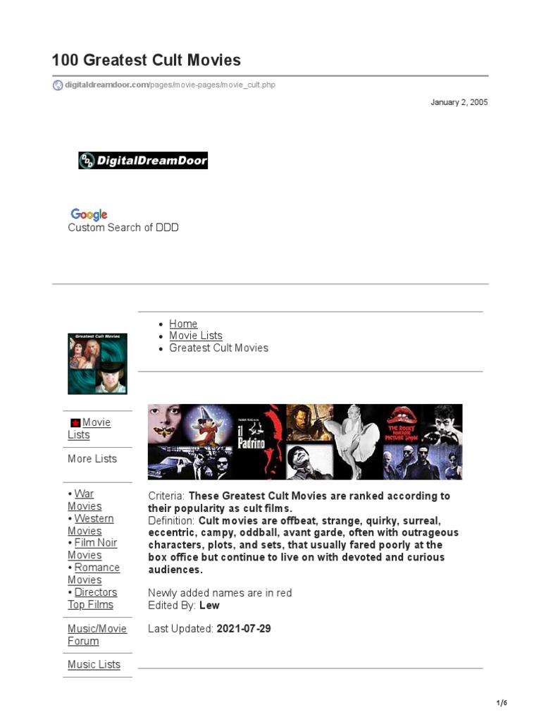 100 Greatest Cult Movies | PDF | Art | Young Adult