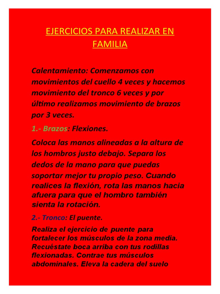 Ejercicios para Realizar en Familia | PDF