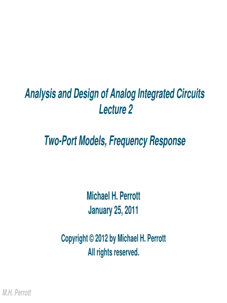 Analysis and Design of Analog Integrated Circuits Two-Port Models ...