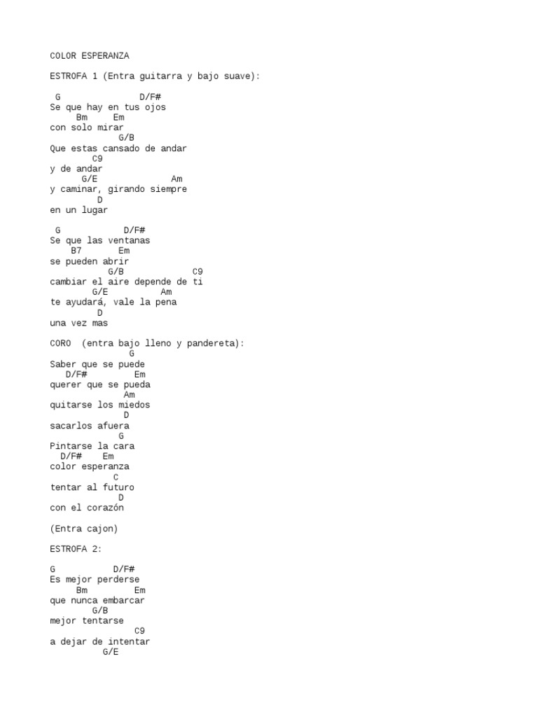 Color Esperanza Acordes | PDF