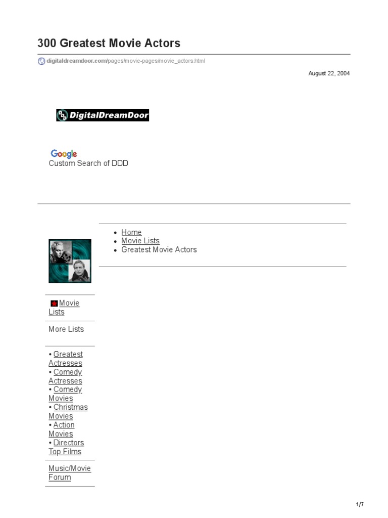 300 Greatest Movie Actors | PDF | Entertainers | Film People