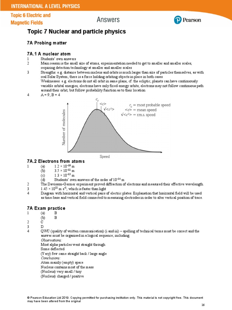 IAL Physics SB2 Answers 7A | PDF | Electron | Atoms