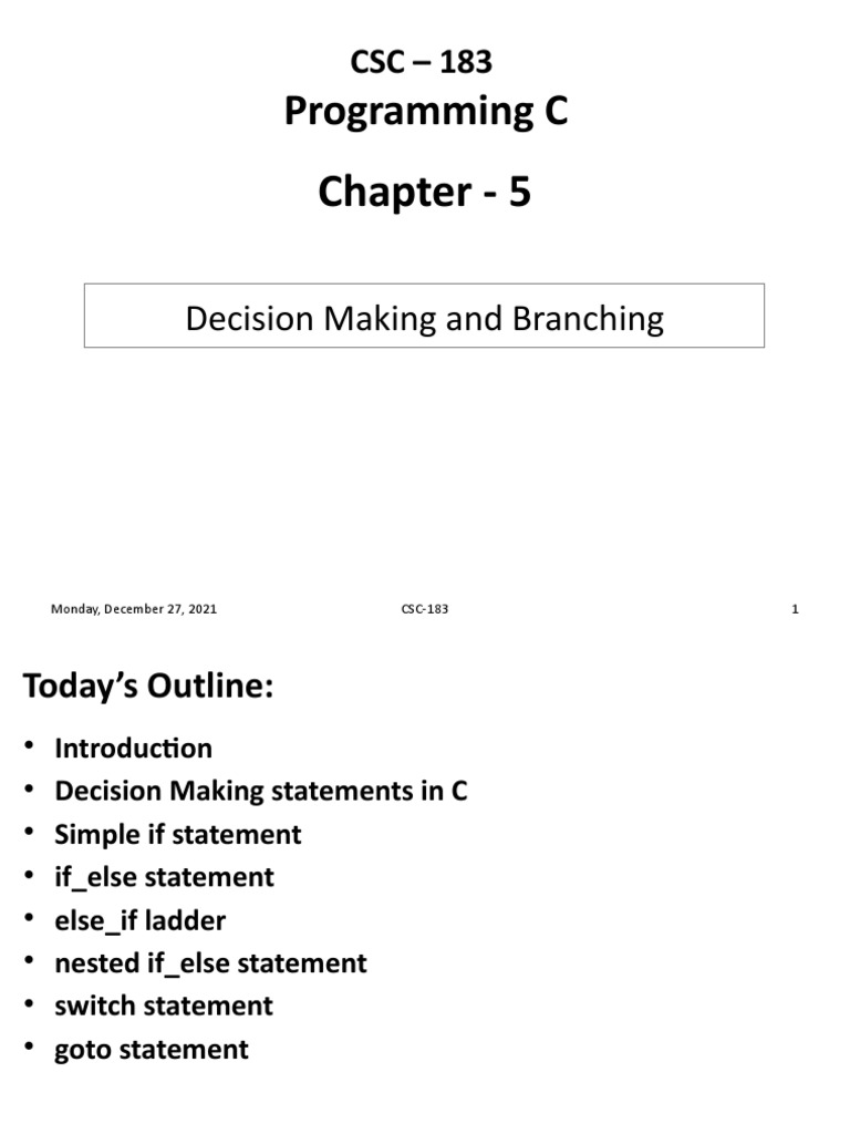 C Programming: Decision Making Basics | PDF | Computer Programming | Computer Science