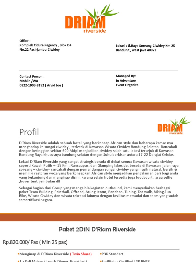 Paket Fullboard Driam 2D1N Terbaru | PDF