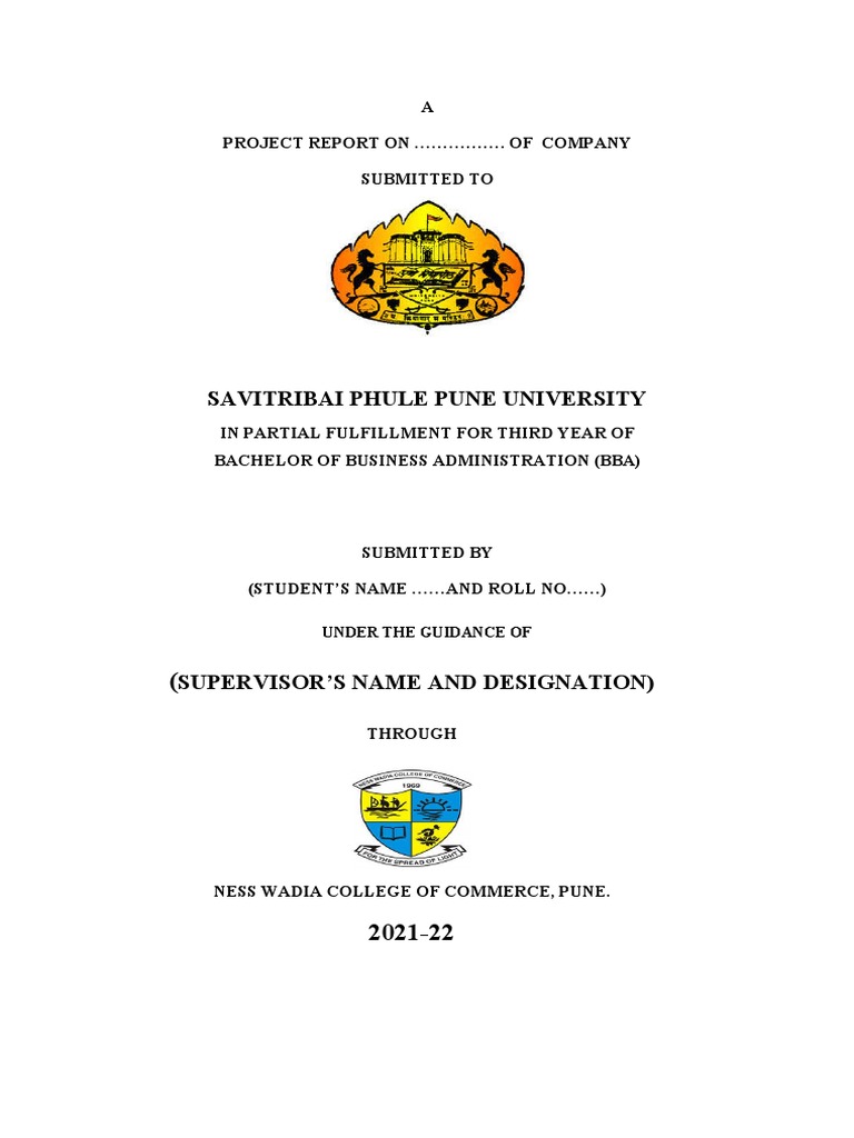 Savitribai Phule Pune University: A Project Report On . of Company ...