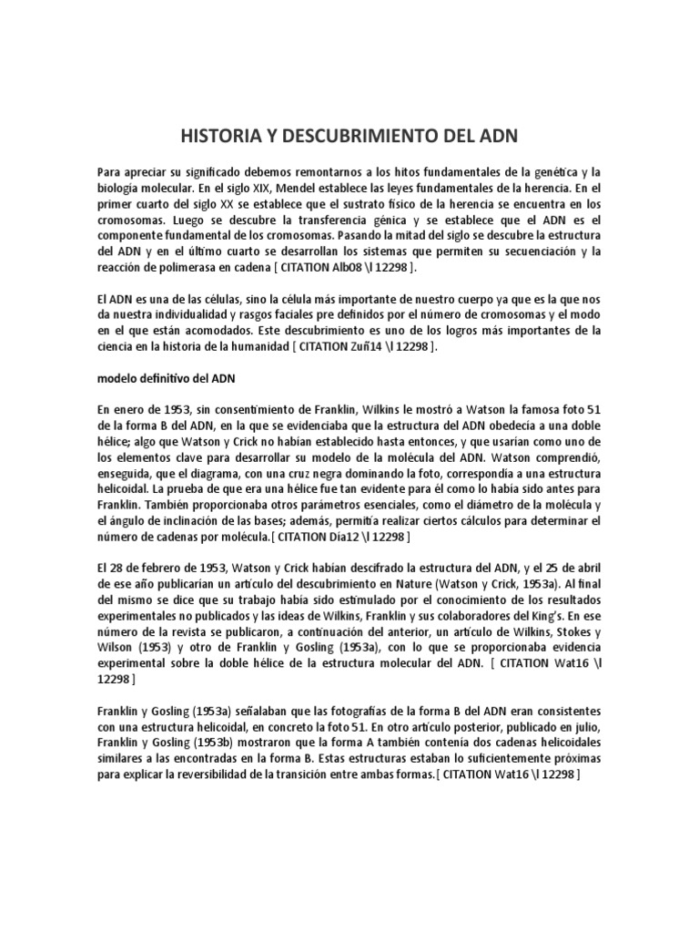 Historia y Descubrimiento Del Adn | PDF | Adn | Francis Crick