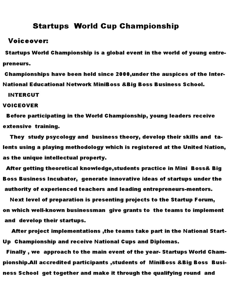 Startups World Cup Championship | PDF | Startup Company | Small ...