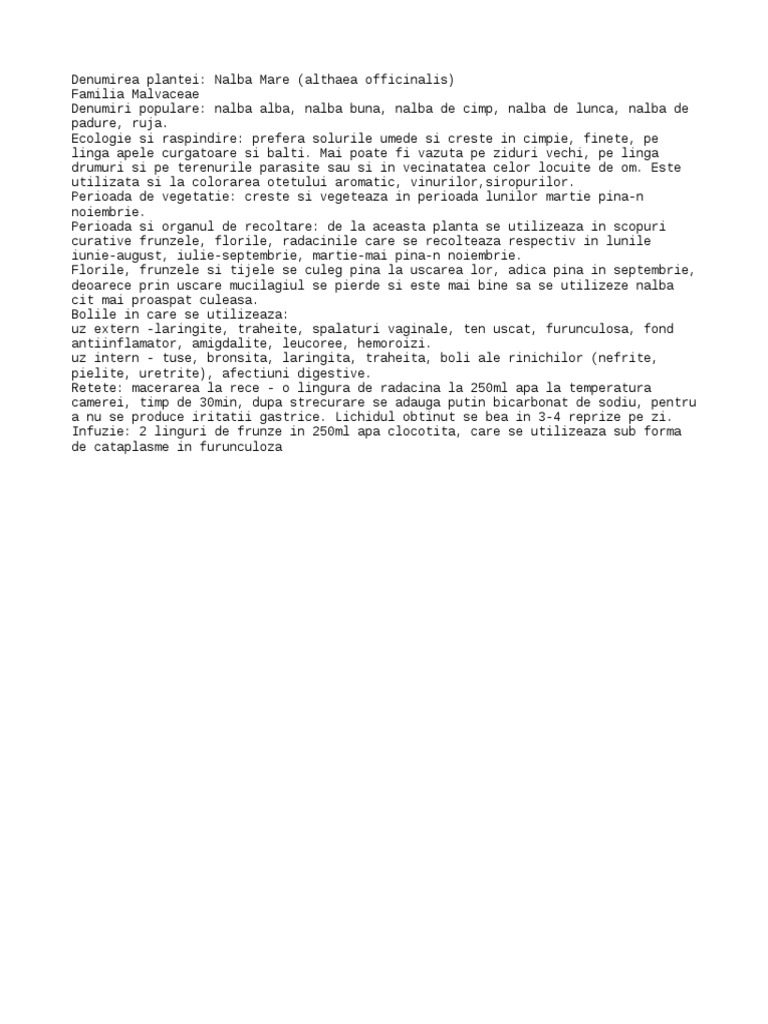 Nalba Mare Beneficii | PDF