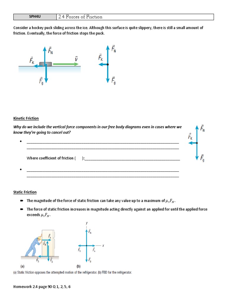 2.4 Forces of Friction Template | PDF | Friction | Force