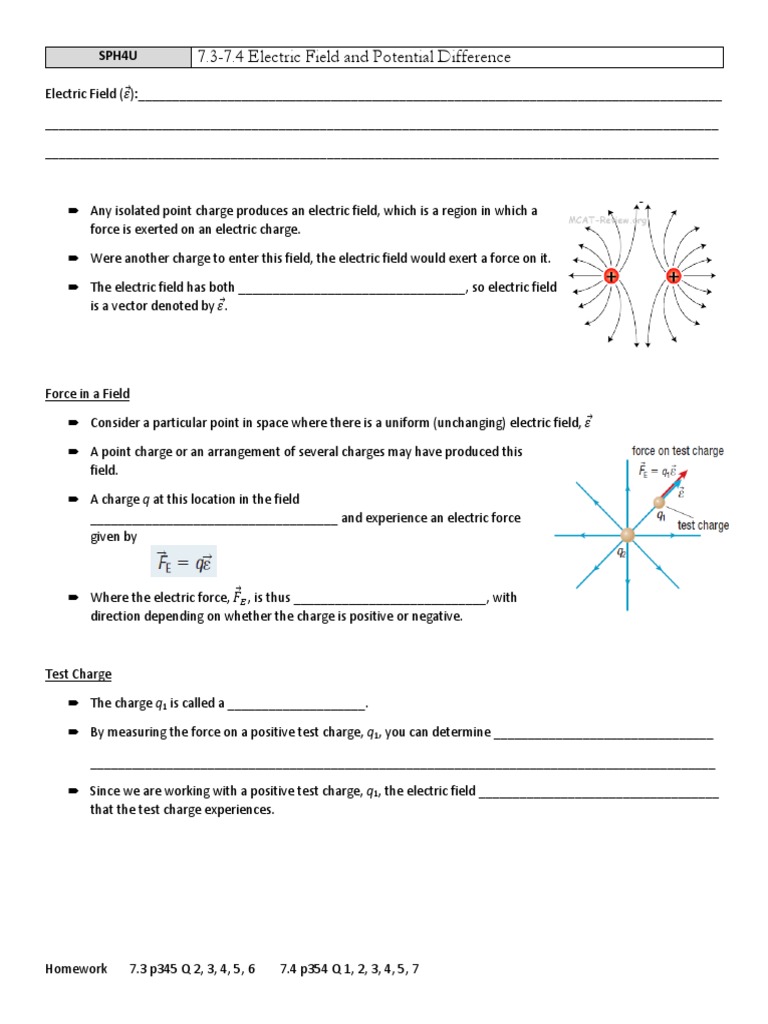 Understanding Electric Fields and Potential Through Work, Energy and ...