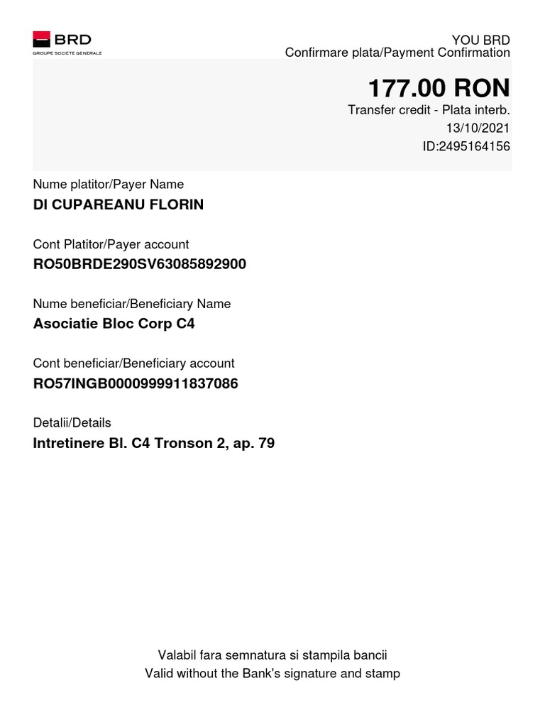 Confirmare Tranzactie | PDF | Finance & Money Management