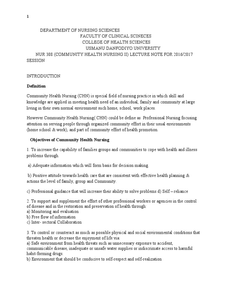 Community Health Nursing Guide | PDF | Health Promotion | Community