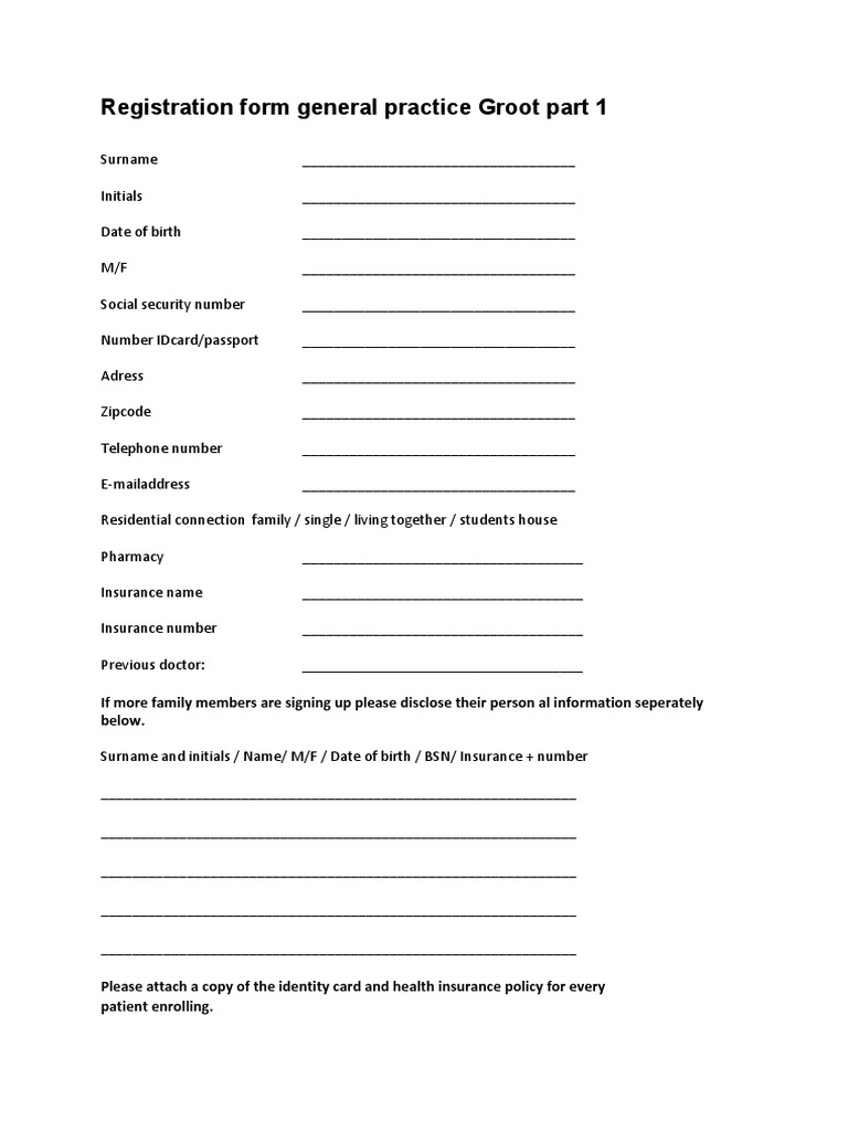 General Practice Registration Form | PDF | General Practitioner | Physician