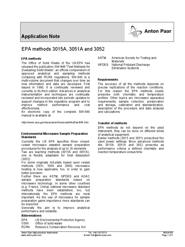 EPA Methods | United States Environmental Protection Agency | United ...