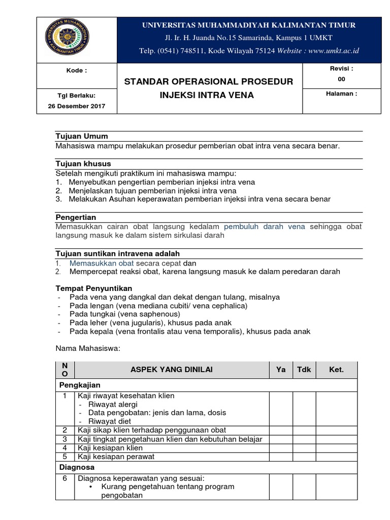 SOP Injeksi IV | PDF