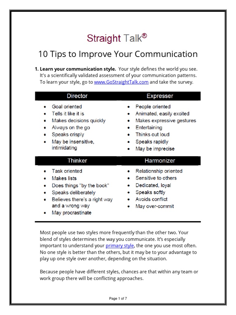 10 Tips To Improve Your Communication | PDF | Communication ...