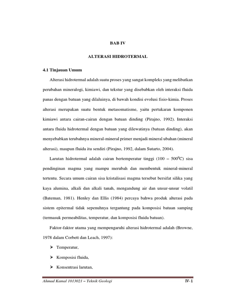 Bab Iv Alterasi Hidrotermal | PDF
