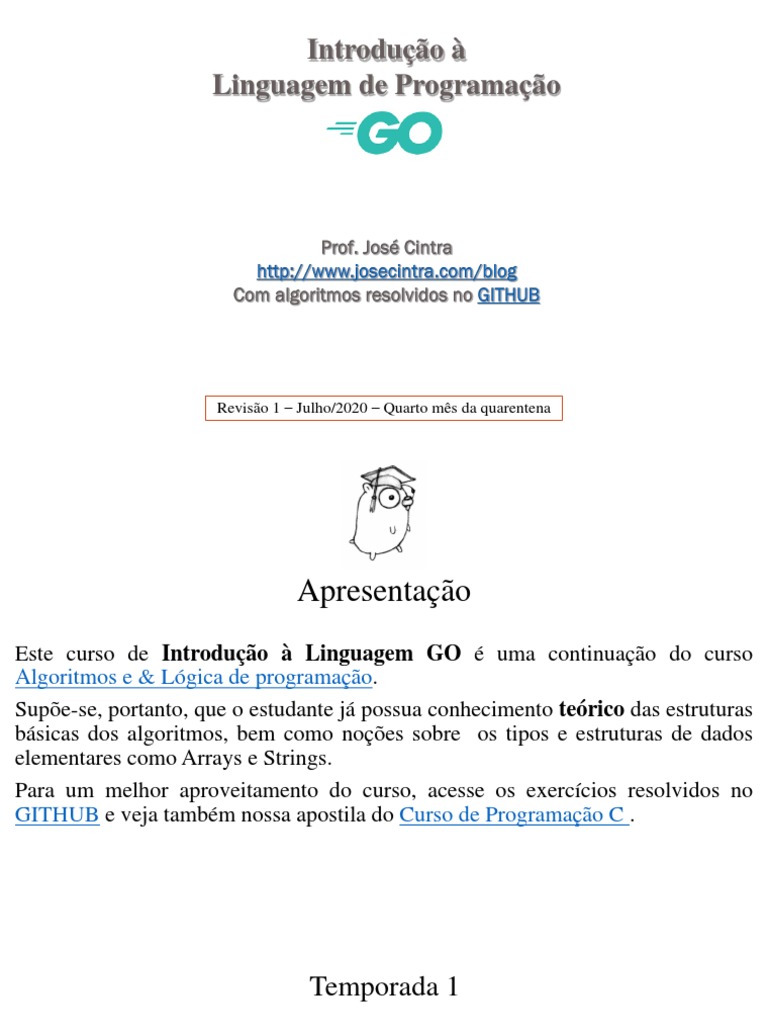 Introdução À Linguagem de Programação GO | PDF | Estrutura de dados de ...