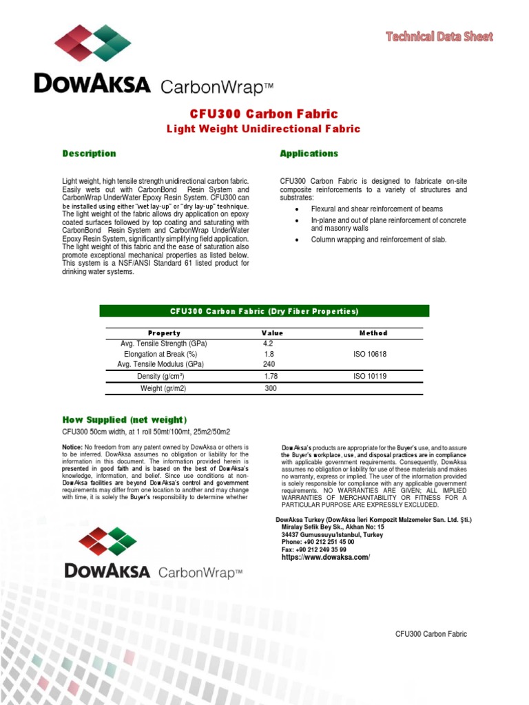 DowAksa CFU300 Carbon Fabric - Technical Data Sheet - 2021 January ...