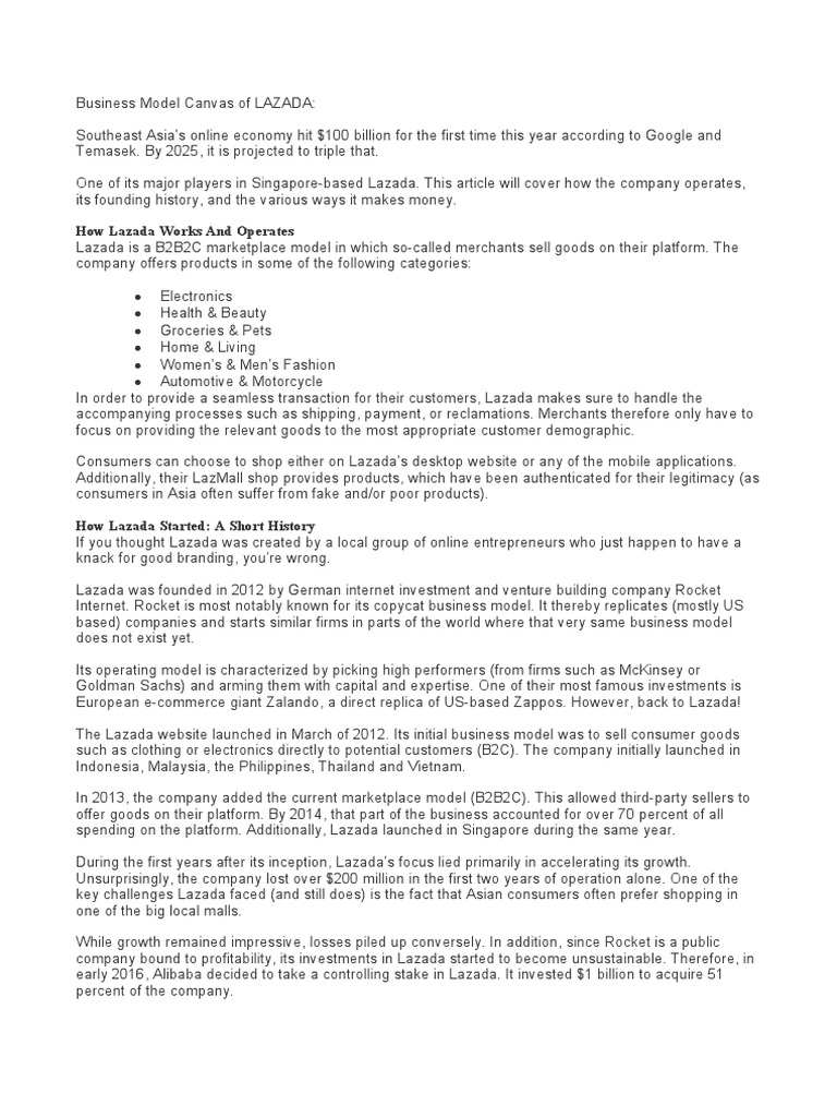 How Lazada Works and Operates | Download Free PDF | Alibaba Group ...