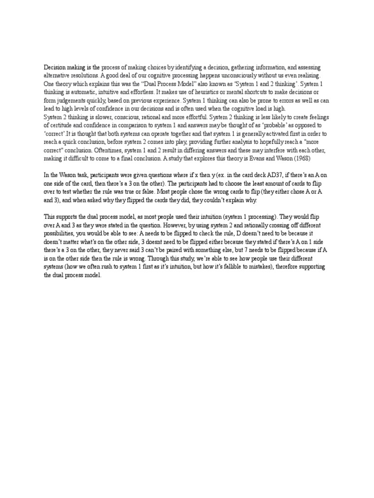 Understanding Dual Process Thinking | PDF | Thought | Decision Making