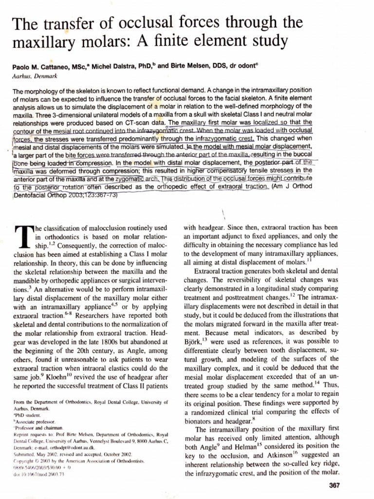Upper First Molars and Infrazygomatic Crest | PDF | Stress (Mechanics ...