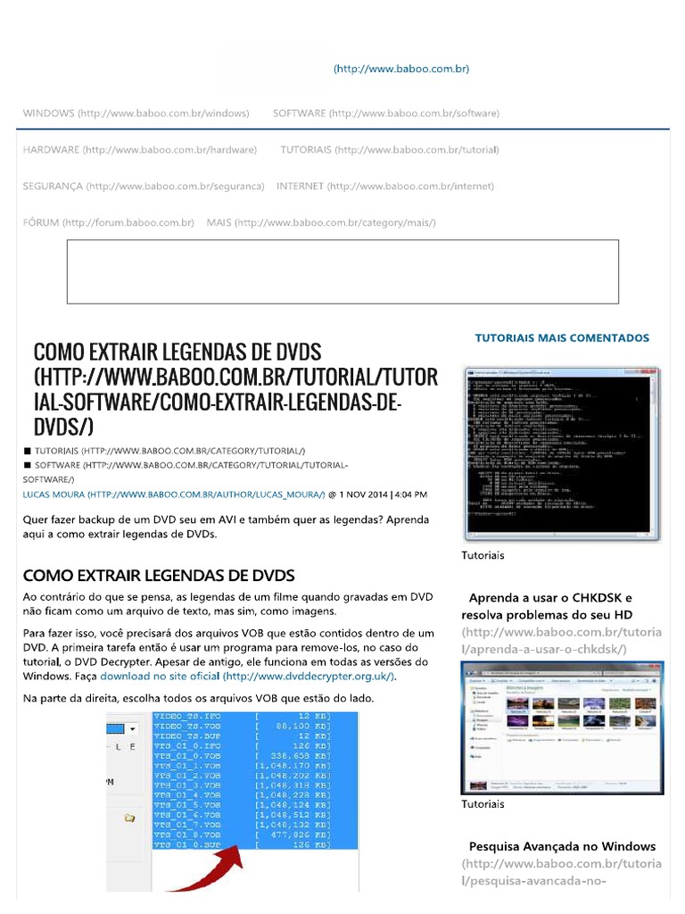 Extrair Legendas de DVDs - Tutorial - BABOO | PDF