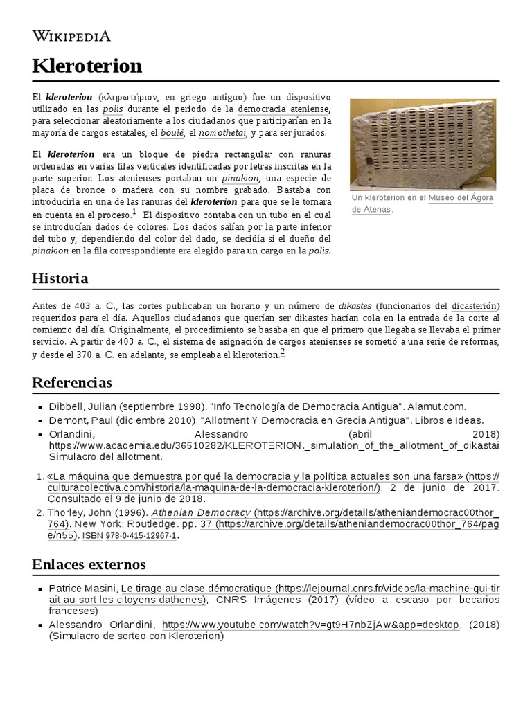 Kleroterion | PDF | Antiguedad clasica | Atenas antigua