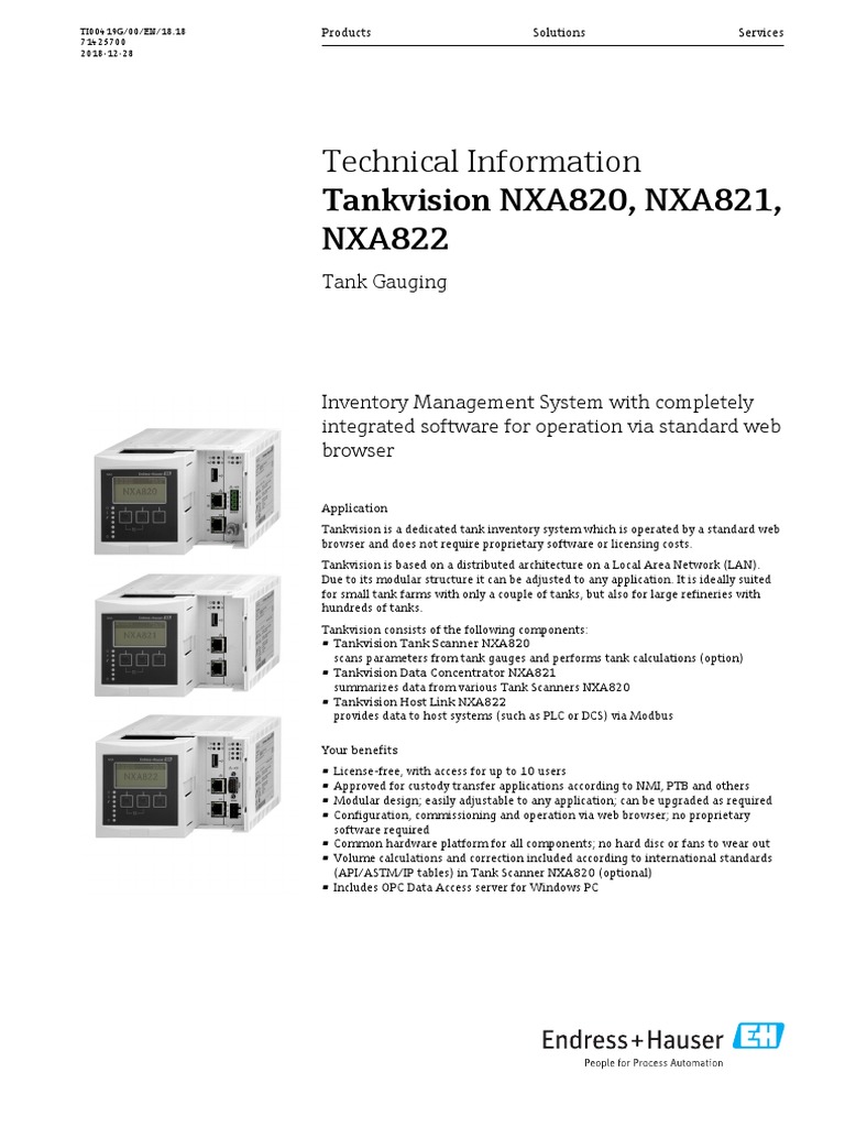 Technical Information Tankvision NXA820, NXA821, NXA822: Tank Gauging ...