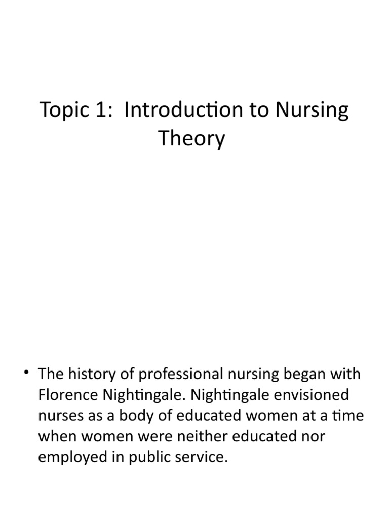 Topic 1: Introduction To Nursing Theory | PDF | Nursing | Florence ...