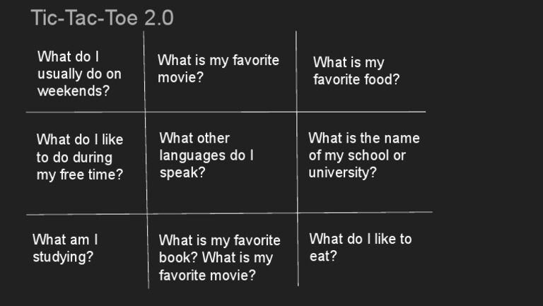 Tic-Tac-Toe 2.0: Questions Game | PDF