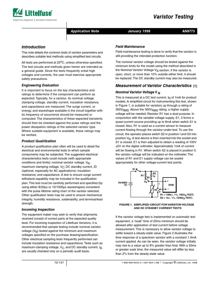 VARISTOR | PDF | Capacitor | Electrical Network