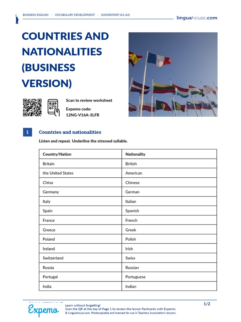 Countries and Nationalities Lesson Plan | PDF | British Empire ...