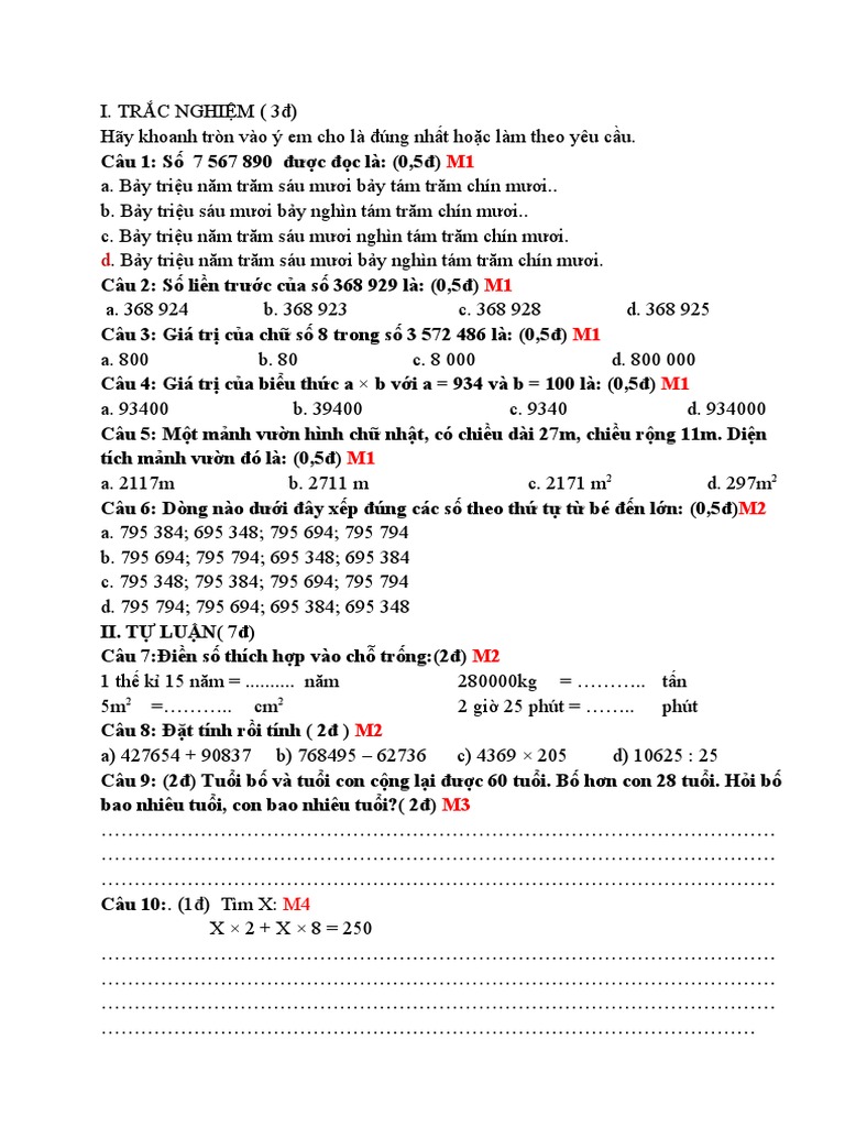 De Toan Va TV Cuoi HKI | PDF