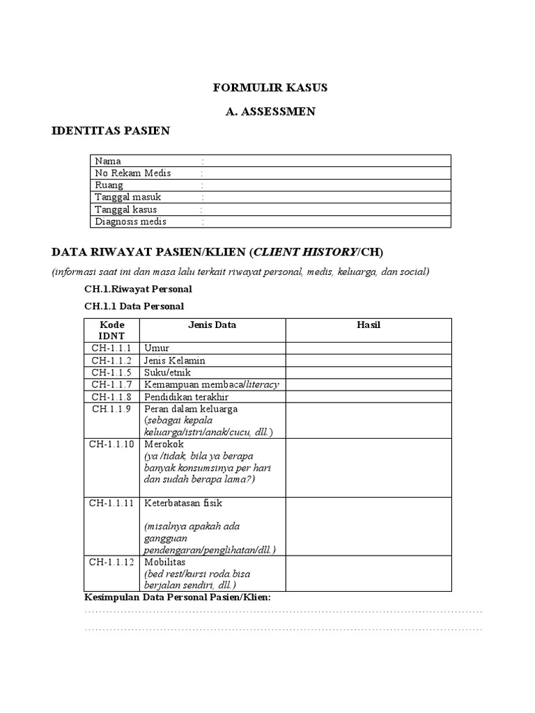 Form Pengkajian Gizi | PDF