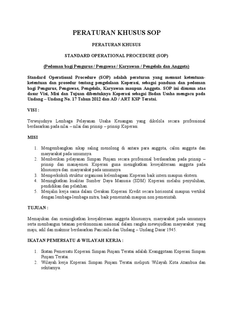 Peraturan Khusus KSP | PDF