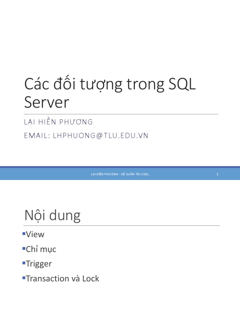 Ch3 - P3 - Transaction - Cac Doi Tuong Trong SQL Server | PDF