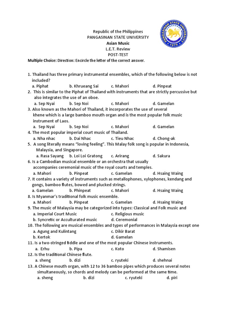 Multiple Choice: Direction: Encircle The Letter of The Correct Answer ...