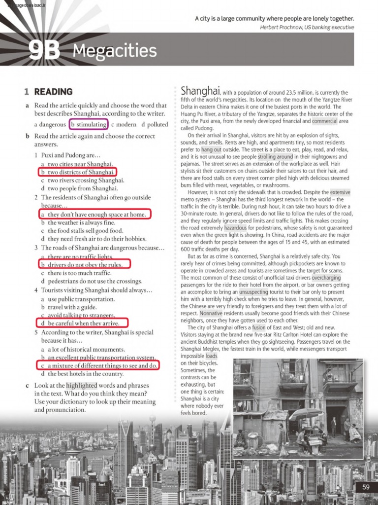 Workbook 9b 4 | PDF | Traffic | Shanghai