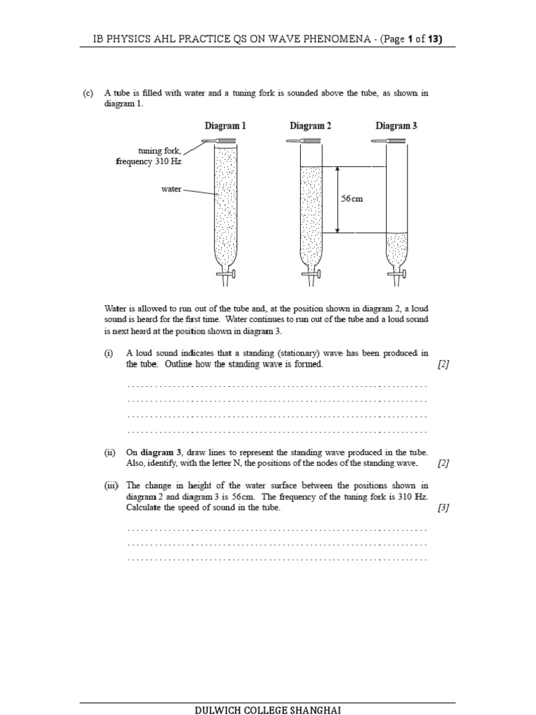 IB Physics AHL Practice Questions On Wave Phenomena | PDF