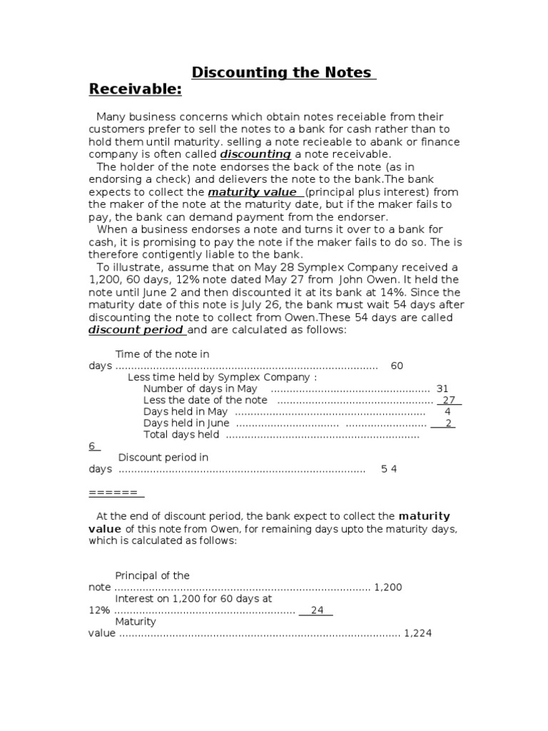 Discounting The Notes Receivable 121 | PDF | Discounting | Liability ...