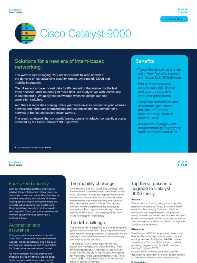 Cisco Catalyst 9000: Solutions For A New Era of Intent-Based Networking ...
