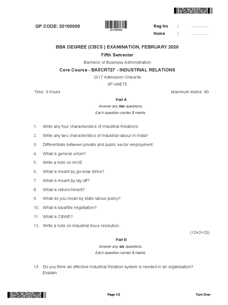 Industrial Relations 2020 | PDF | Strike Action | Trade Union