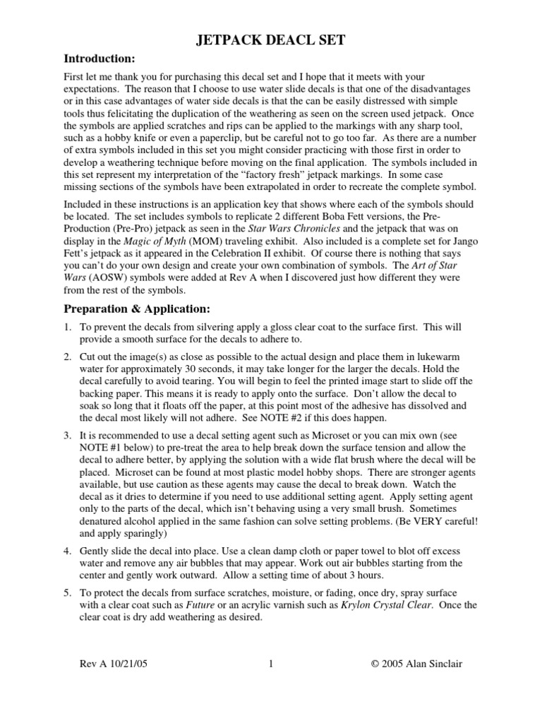 JetPack Decal Instructions | PDF | Adhesive | Materials