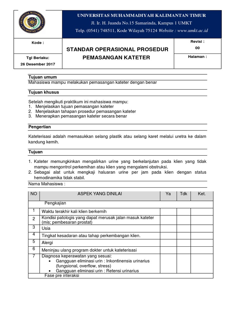 SOP Pemasangan Kateter | PDF
