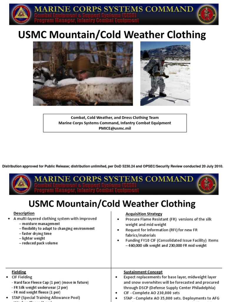 USMC Mountain - Cold Weather Clothing | PDF | United States Marine ...